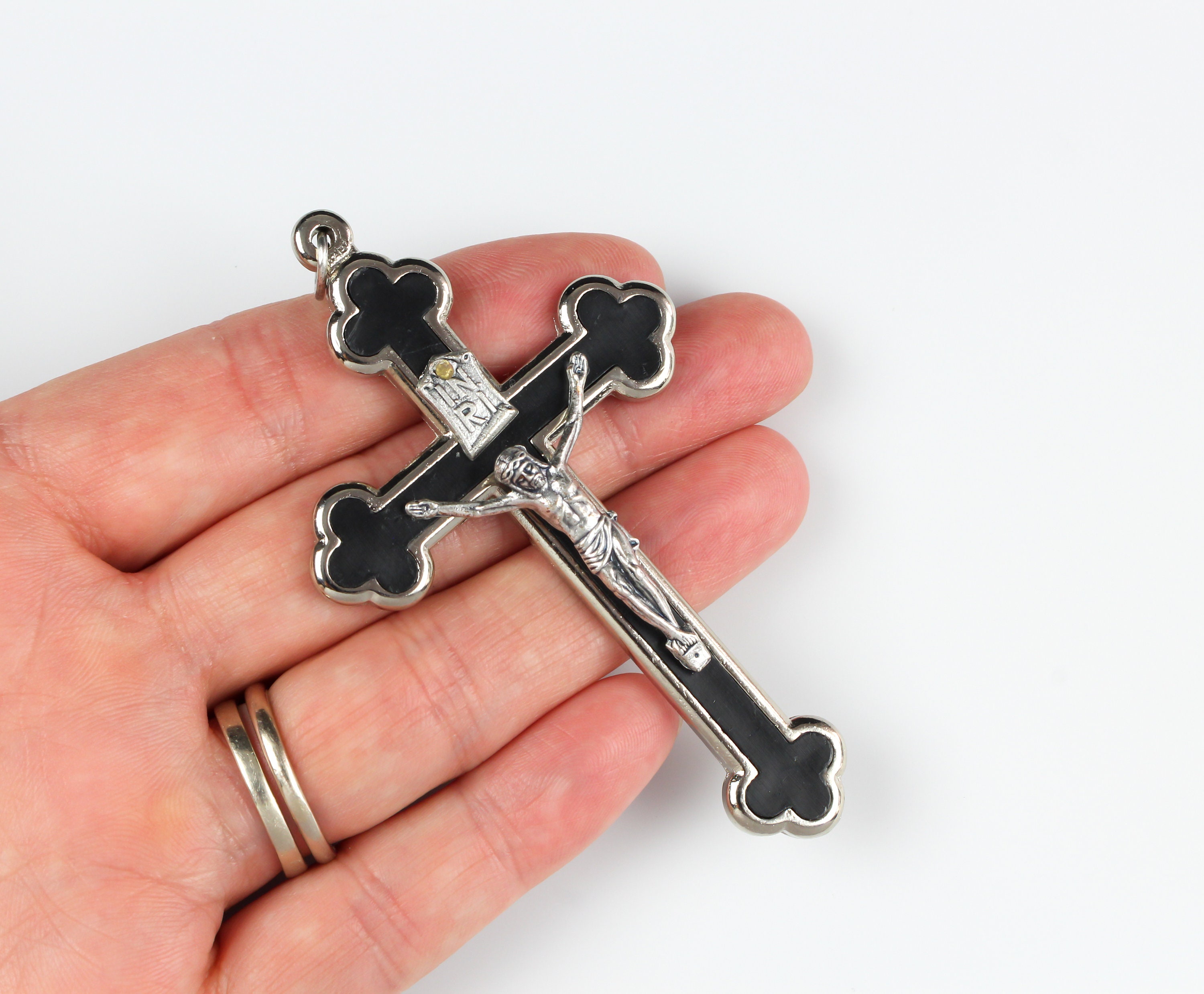 Large Byzantine Crucifix Cross With Black Inlay Nun's | Etsy