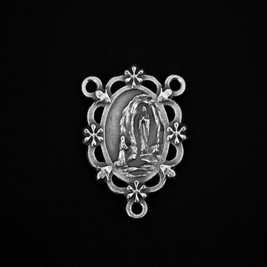 Our Lady of Lourdes Rosary Centerpiece With Filigree Flower Design ...