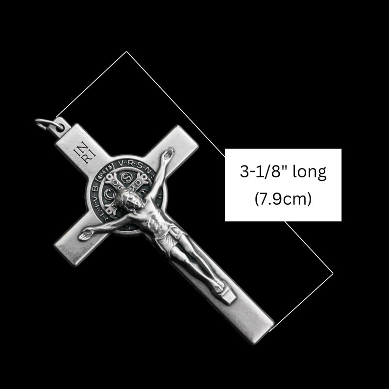 Large Saint Benedict Crucifix Cross 3-1/8 Inches Long - Die Cast Metal ...