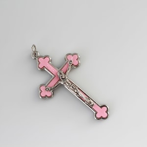 Pink Crucifix Cross With Cloverleaf Budded Ends - Metal Bound - 2.5 ...
