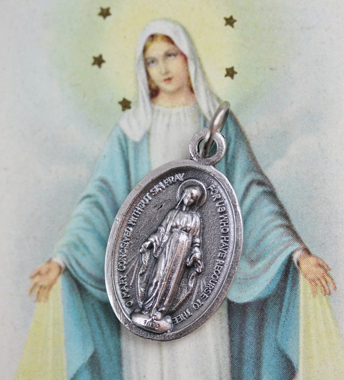 Miraculous Mary Medal 1 Oval Medal of the Immaculate | Etsy