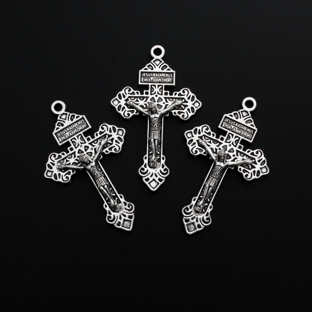 Silver Indulgence Pardon Crucifix 2-1/8" Long - Jesus Nazarenus Rex ...