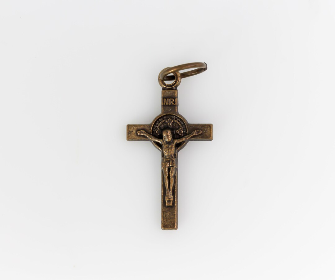 Small Bronze Saint Benedict Crucifix Cross 7/8 Inches Long, Bracelet ...