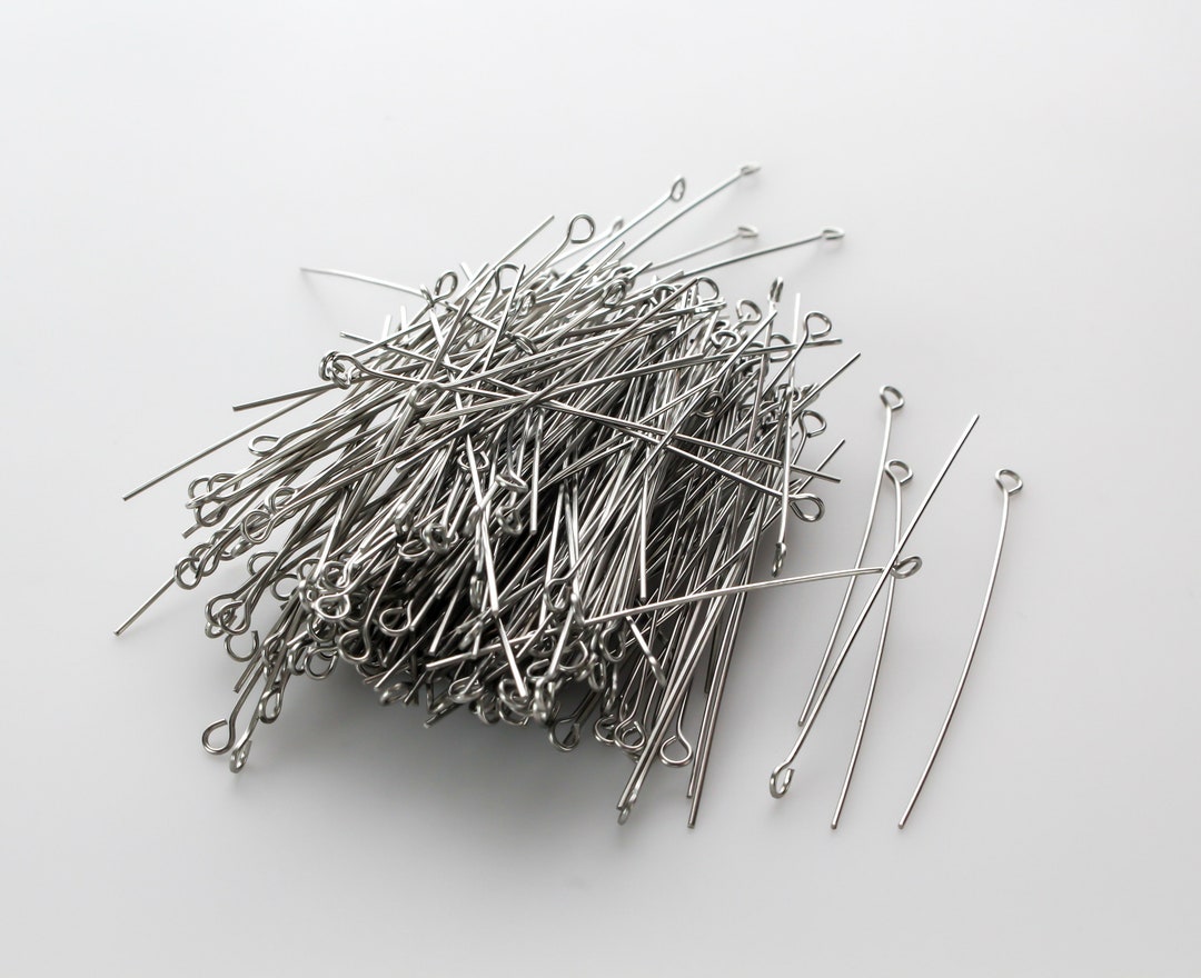 Stainless Steel Eye Pins 50mm Long X 06mm (22 Gauge) - Sold in 12 Gram ...