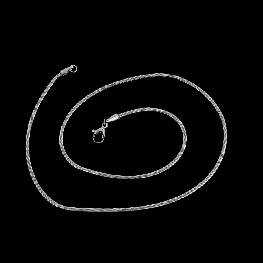 Stainless Steel Flat Snake Chain Necklace With Lobster Clasp, 16" Long ...