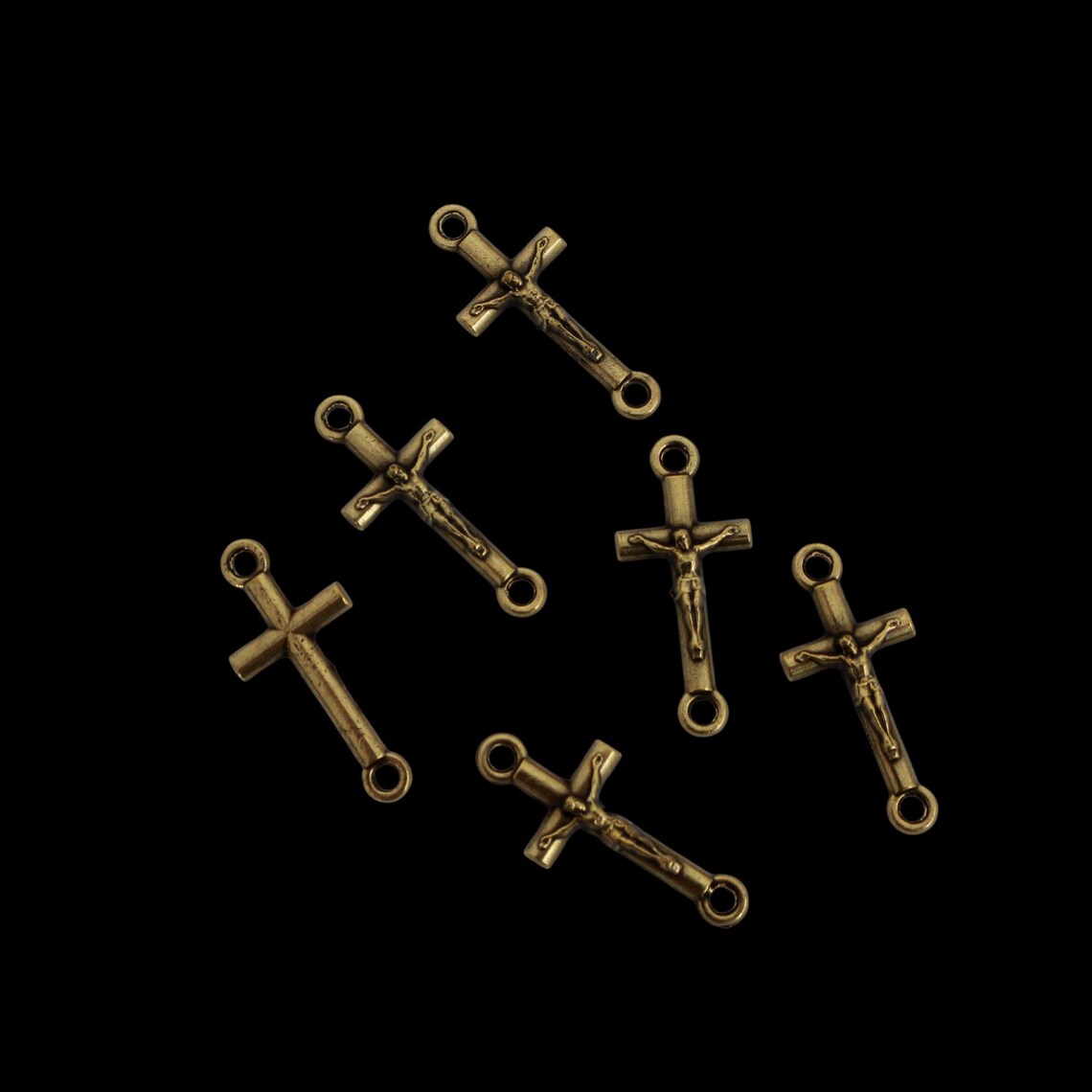 6 Bronze Crucifix Connector Links - Cross Shaped Our Father Beads 6pcs ...