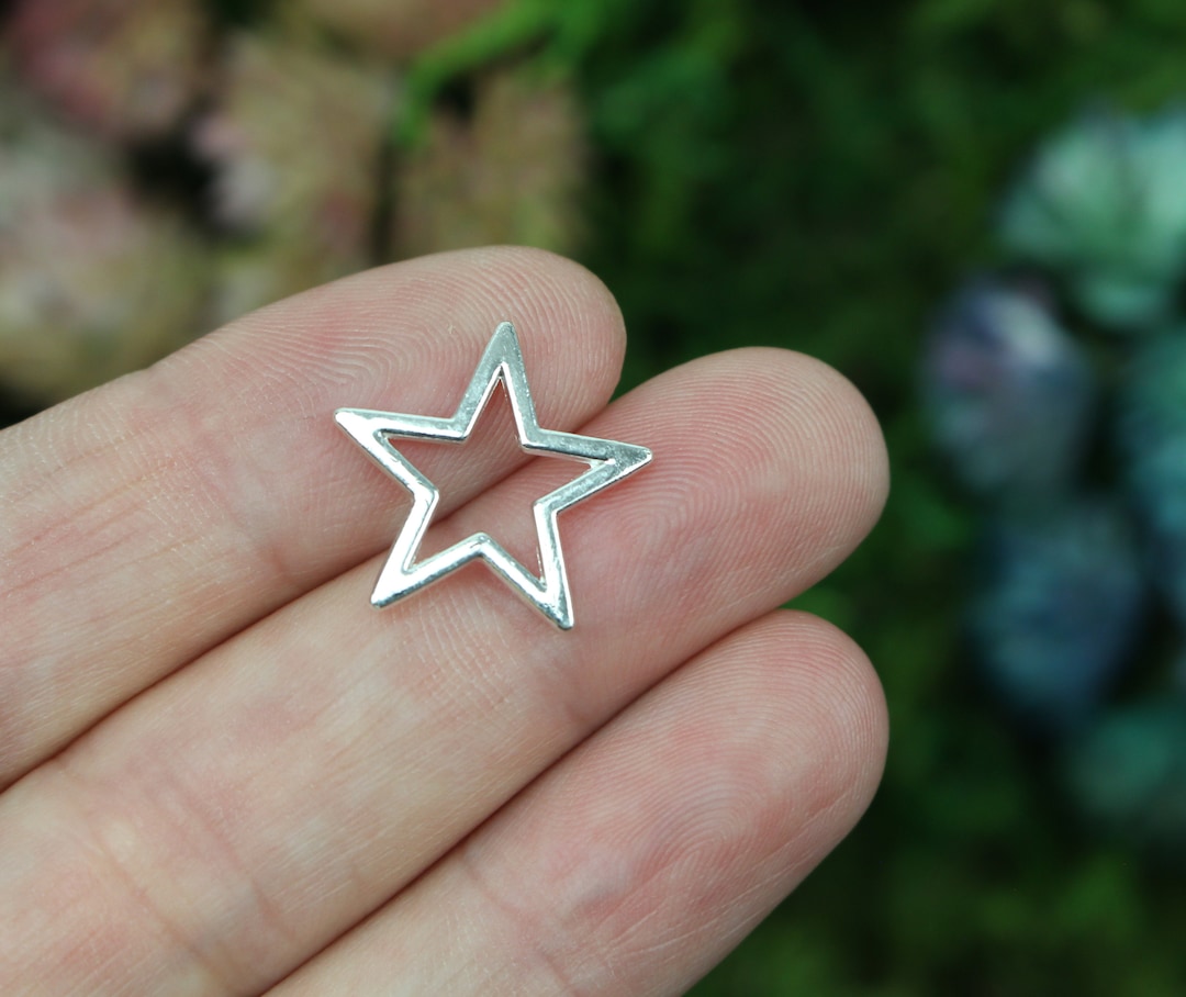 Silver Star Connector Links - Hollow Star Celestial Heavenly Body ...