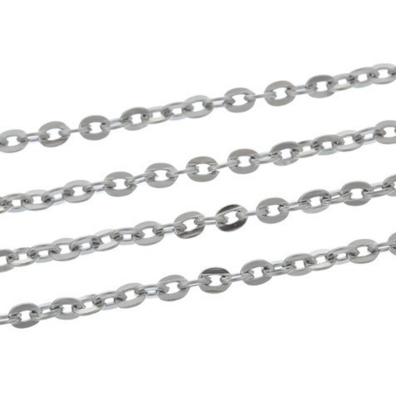 Flat Oval Chain 4mm x 2.7mm Links Unsoldered Silver Chain for | Etsy