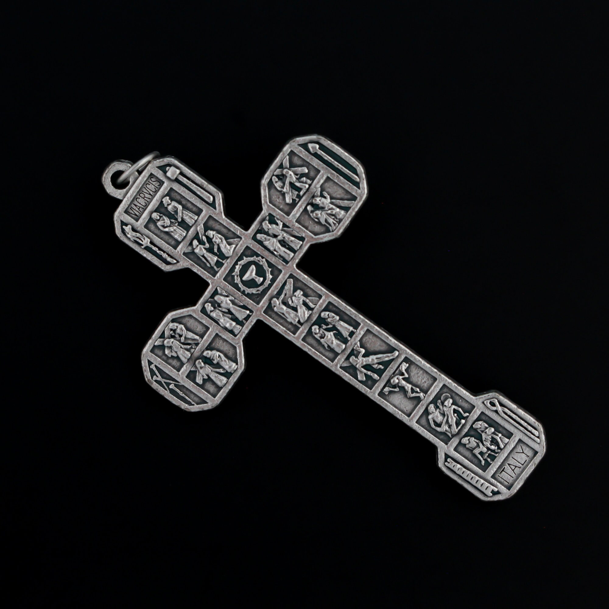Large Stations of the Cross Crucifix Pendant 2.5" Long - Oxidized ...