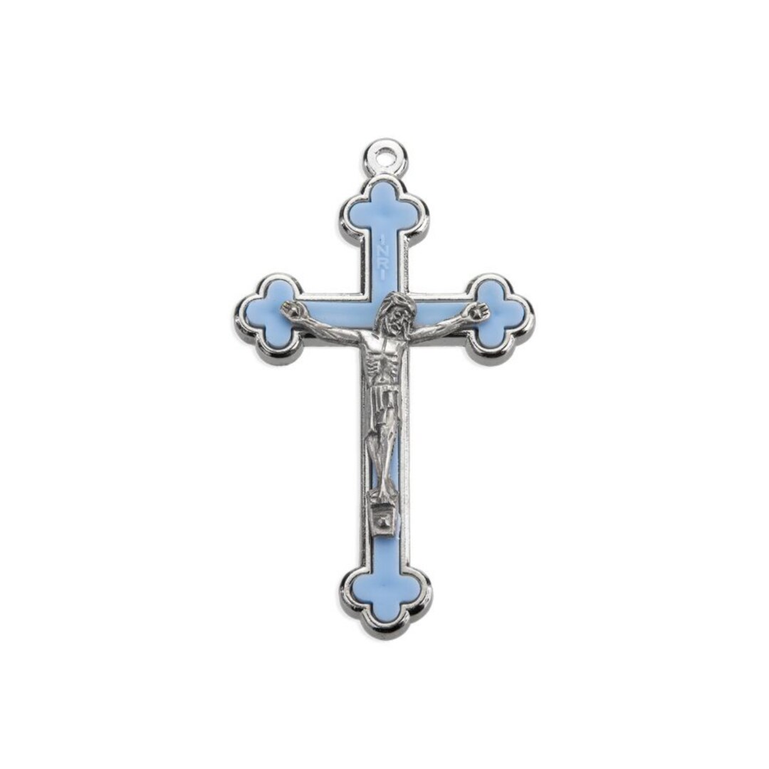 Blue Crucifix Cross With Cloverleaf Budded Ends - Metal Bound - 2.5 ...