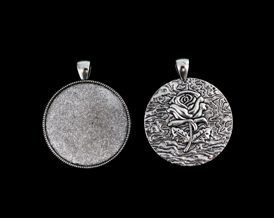 Silver Rose Bezel Settings With Transparent Glass Cabochons, DIY ...