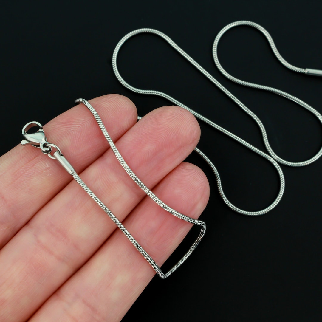 Stainless Steel Snake Chain Necklace With Lobster Clasp, 17-7/8" Long ...