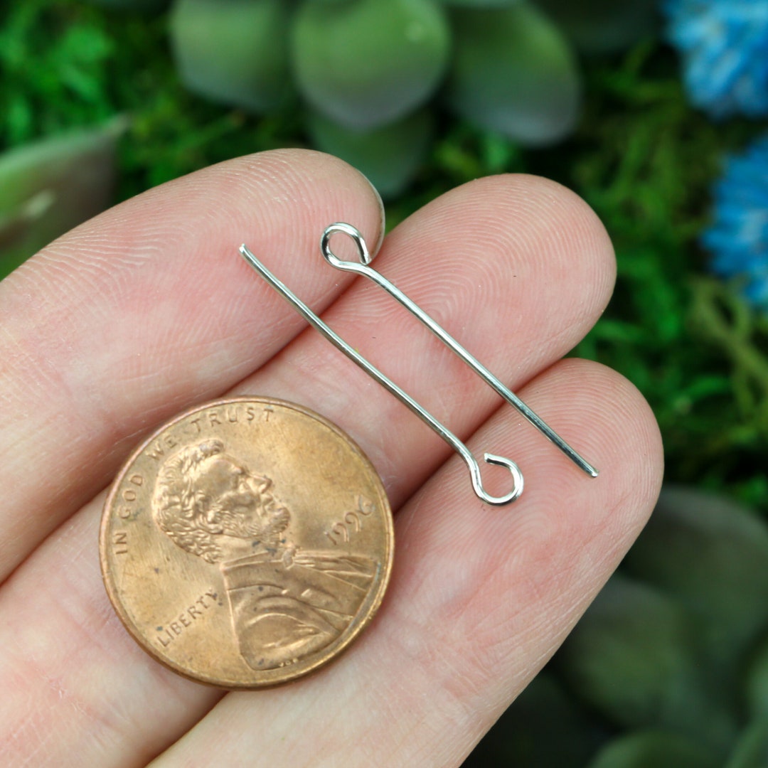 Silver Tone Eye Pins 24mm Long X 0.7mm (21 Gauge) Iron Base Alloy ...