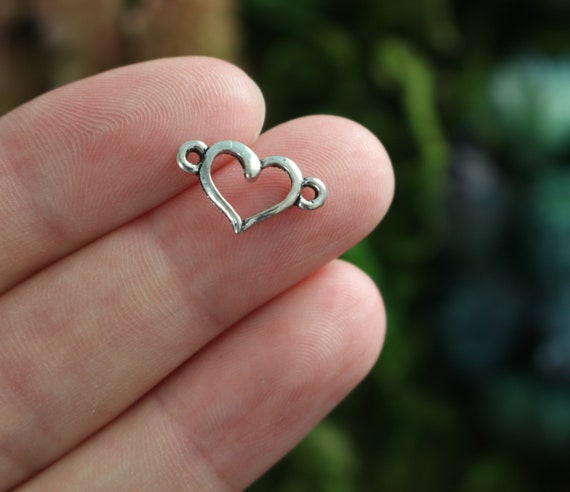 Heart Shaped Bracelet Connector Links Antique Silver 15mm X | Etsy