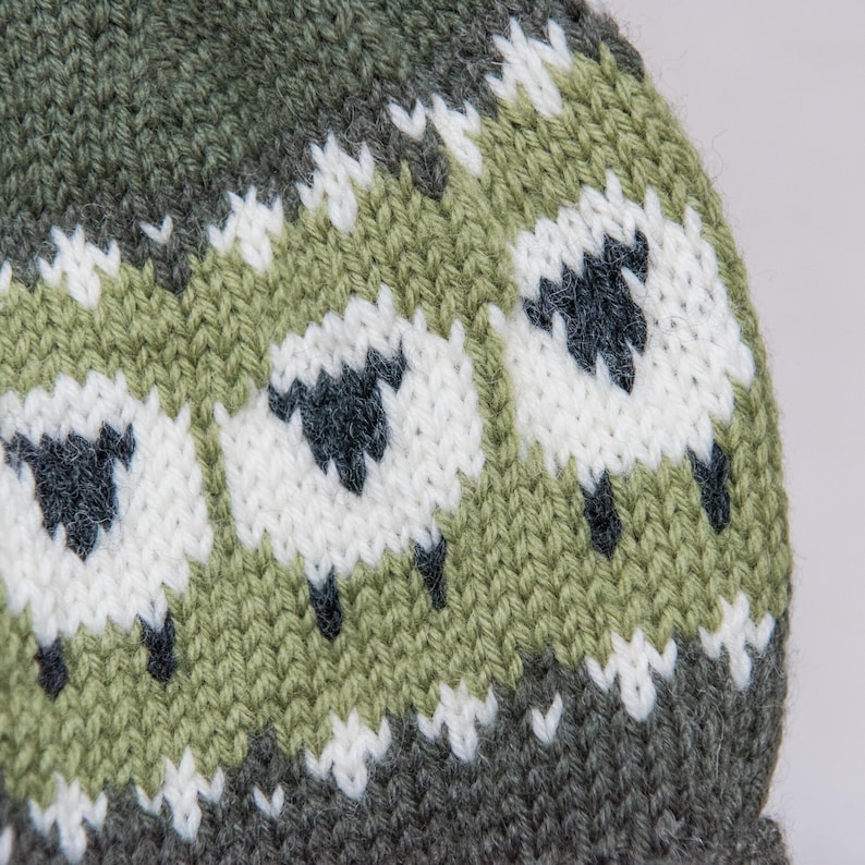 Sheep Hat Knitting Pattern PDF, Stranded Colorwork Beanie, Fair Isle ...