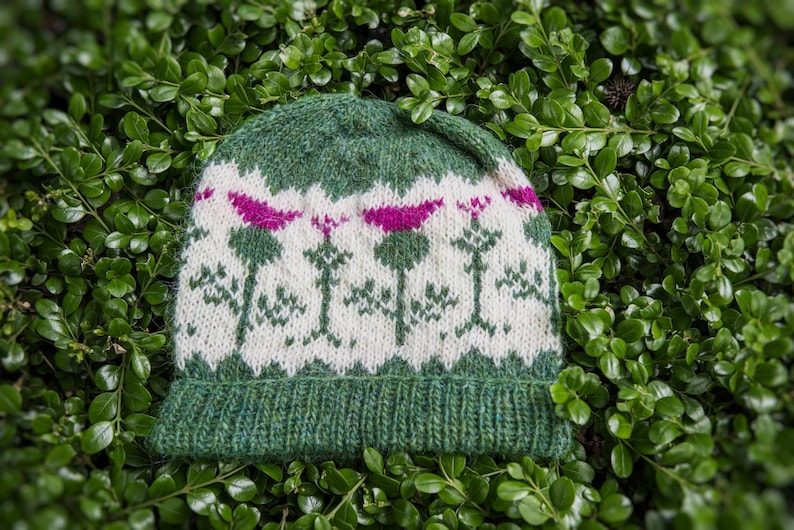 Thistle Hat Knitting Pattern, Scottish Colorwork Beanie, Fair Isle ...