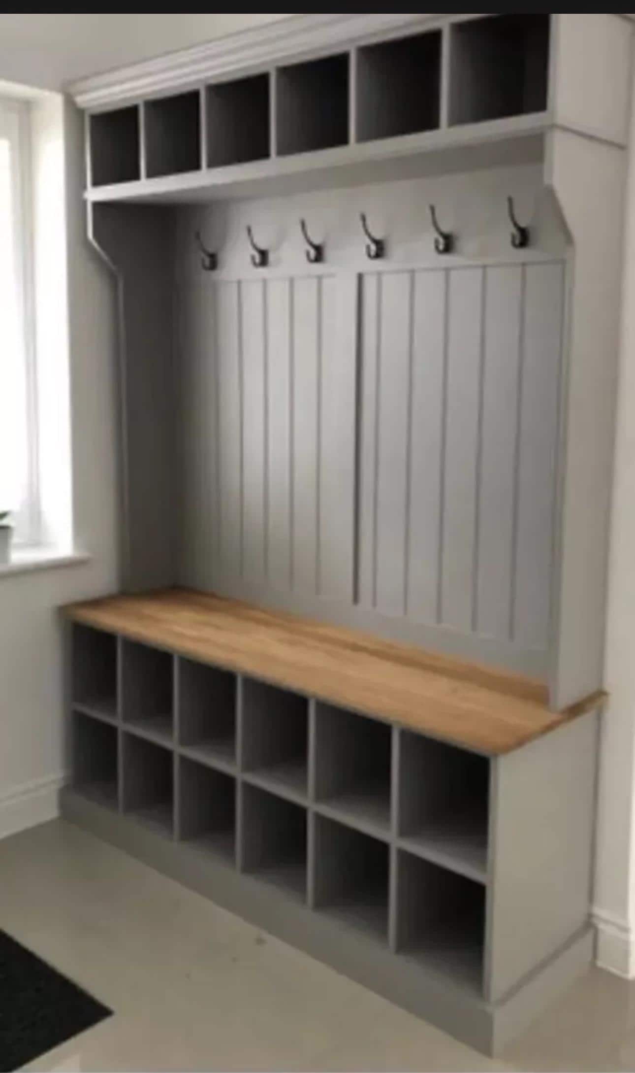 Handmade Solid Pine Boot Room Shoe Coat Storage Farrow & Ball Colour ...