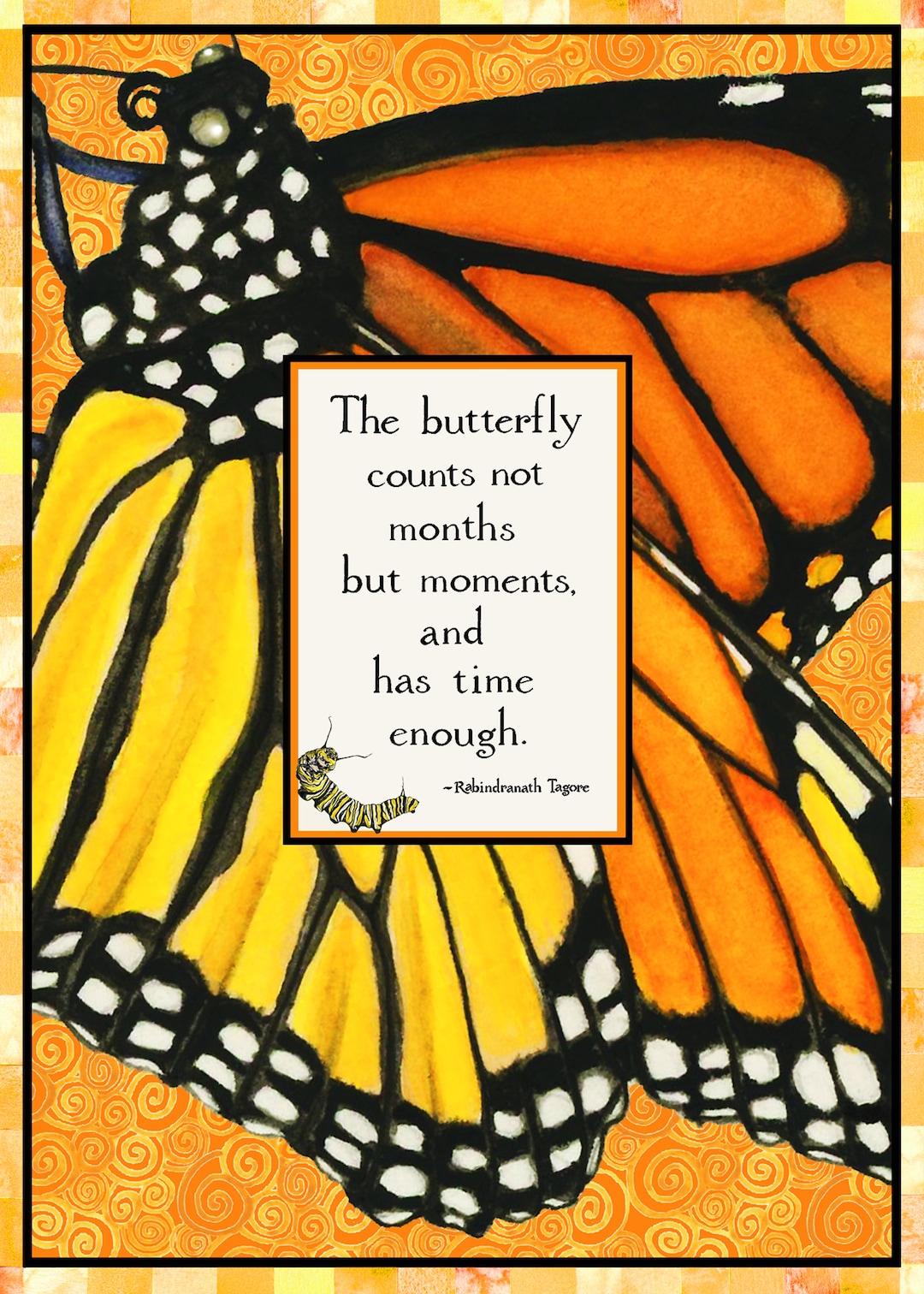 Monarch Butterfly Birthday Card - Single or Set of 4, Tagore Quote ...