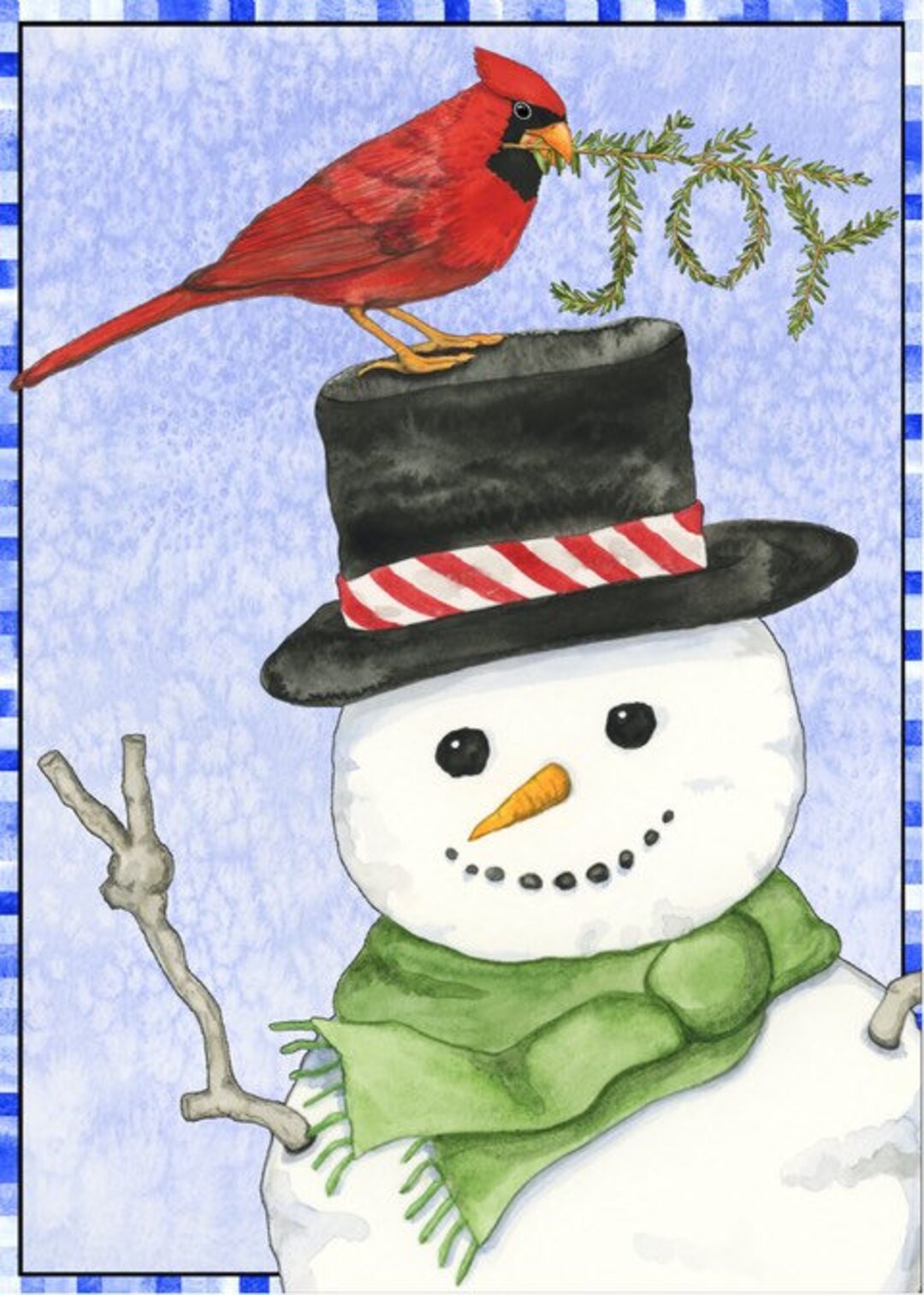 Peace Snowman Watercolor Greeting Card set of 4 Peace and Joy Snowman ...