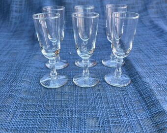 Vintage MCM Aperitif, Schnapps, Sherry, Cordial Glasses | Etched Glass ...