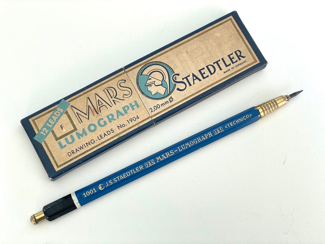 RARE 2.0mm J.S. Staedtler Mars Lumograph Technico 1001 Wood Barrel Cap ...