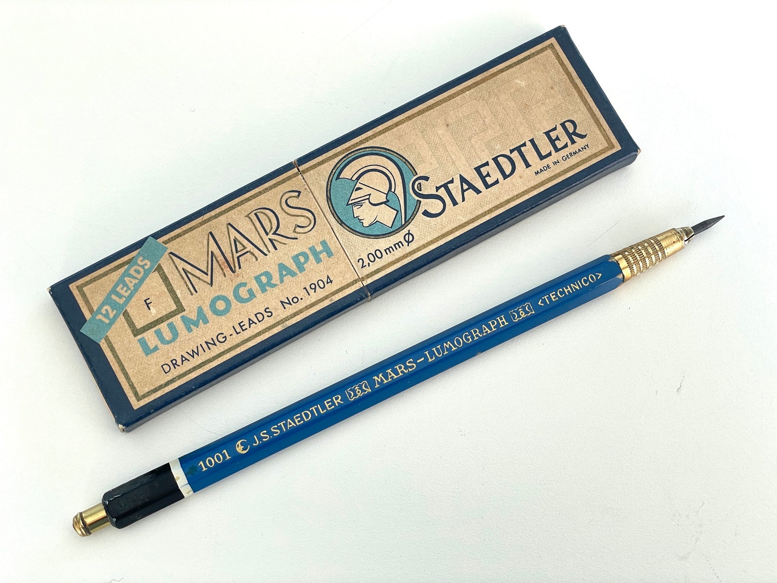 RARE 2.0mm J.S. Staedtler Mars Lumograph Technico 1001 Wood Barrel Cap ...