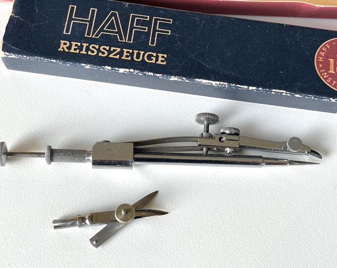 Haff Drafting Drawing Reisszeuge DROP BOW COMPASS Vintage in Original ...