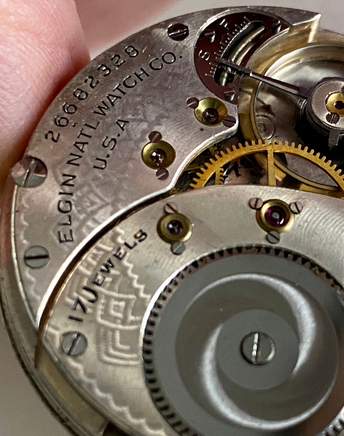 Complete 100 Year Old ELGIN 1923 Antique Vintage POCKET WATCH With Chain and Knife White and ...