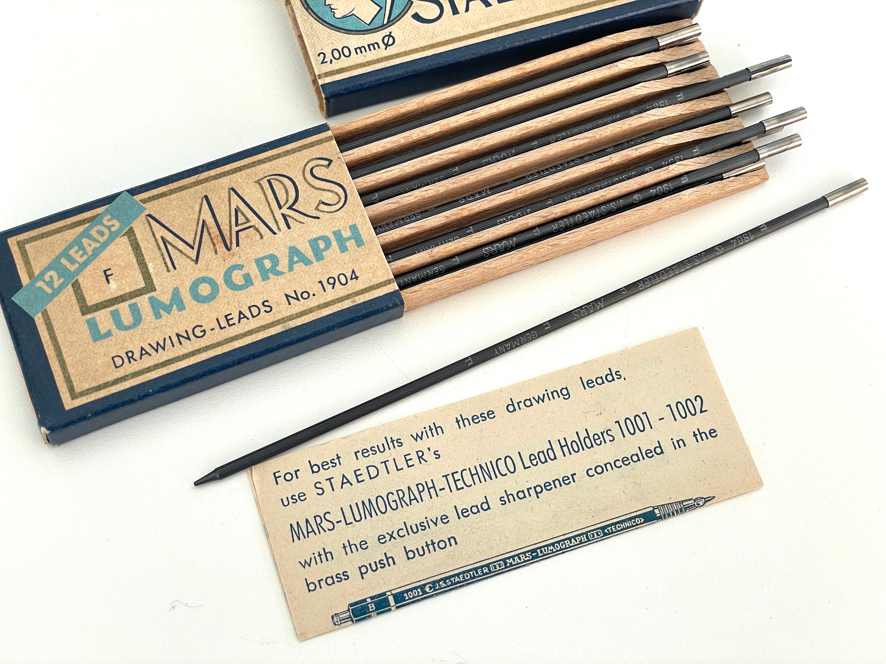 RARE 2.0mm J.S. Staedtler Mars Lumograph Technico 1001 Wood Barrel Cap ...