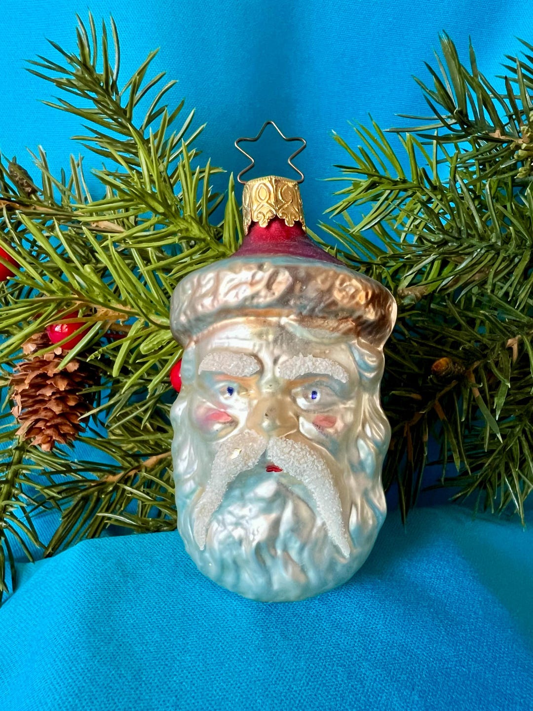 Vintage Inge Glass Santa Ornament West Germany - Etsy