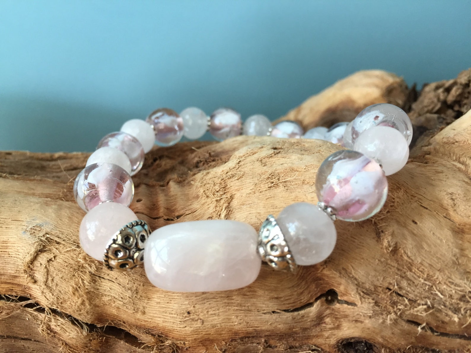 Rose Quartz Bracelet Gemstone Beaded Bracelet Chunky - Etsy