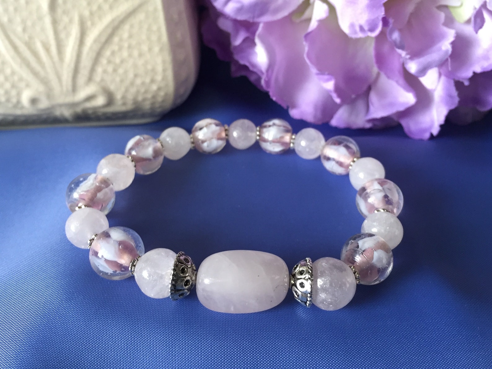 Rose Quartz Bracelet Gemstone Beaded Bracelet Chunky - Etsy