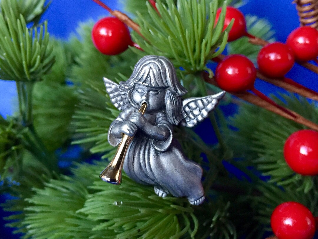 Vintage Christmas Daria Pewter Angel Brooch Pewter Angel With - Etsy