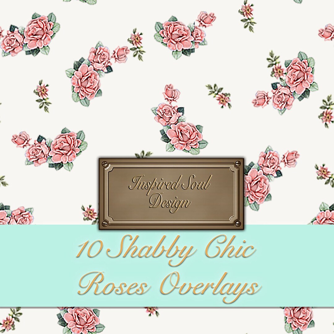 10 Shabby Chic Roses Overlays | PNG Files | Photoshop Texture Overlays ...