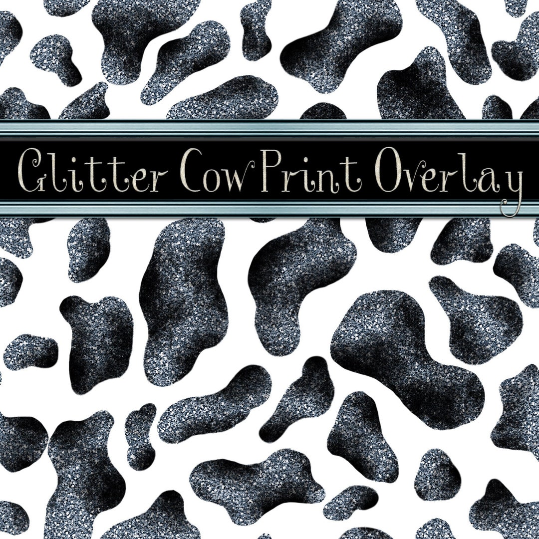 Cow Print Silver Glitter Pattern Overlays -seamless, Repeatable PNG ...