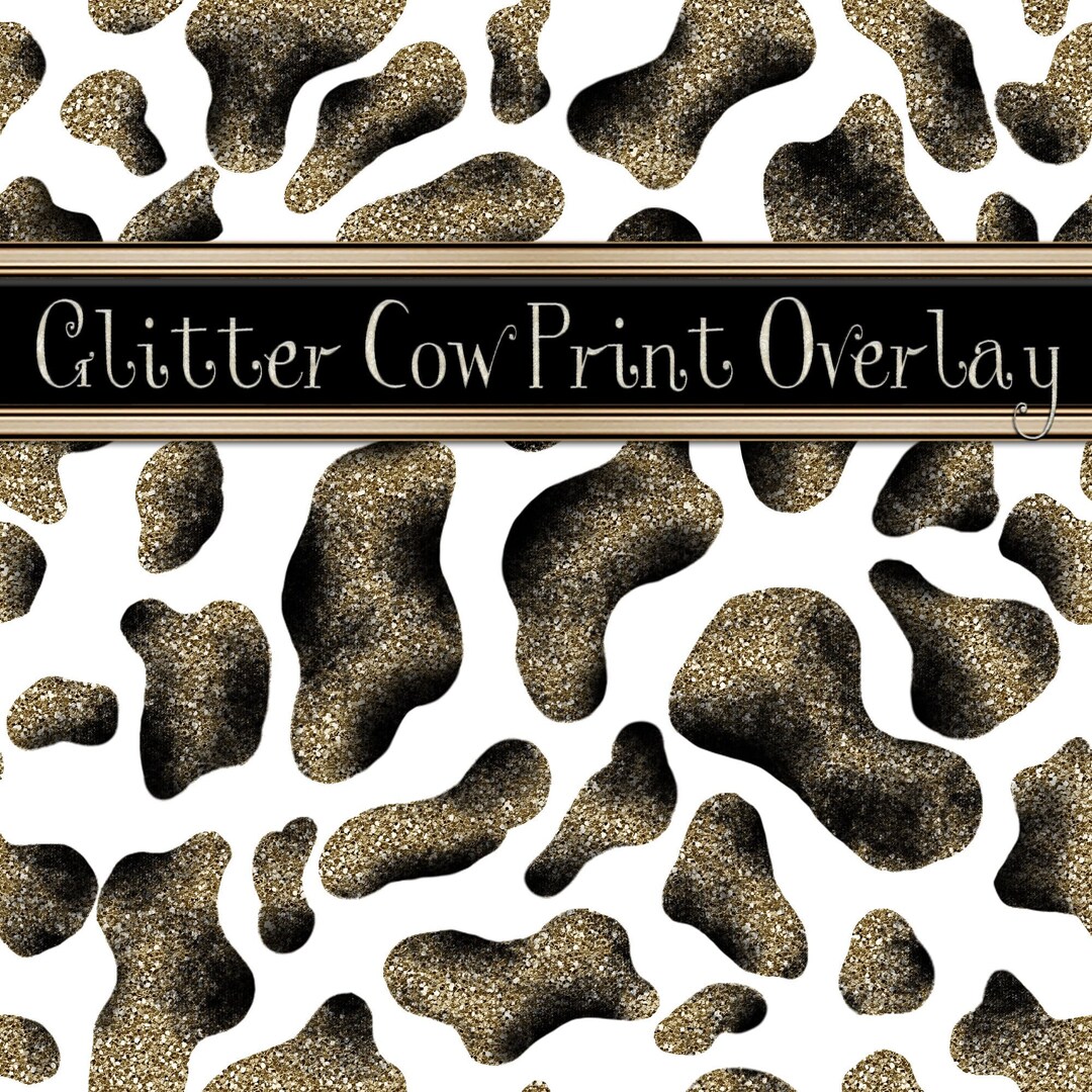 Black Cow Print With Gold Glitter Overlay | Seamless, Repeatable PNG ...