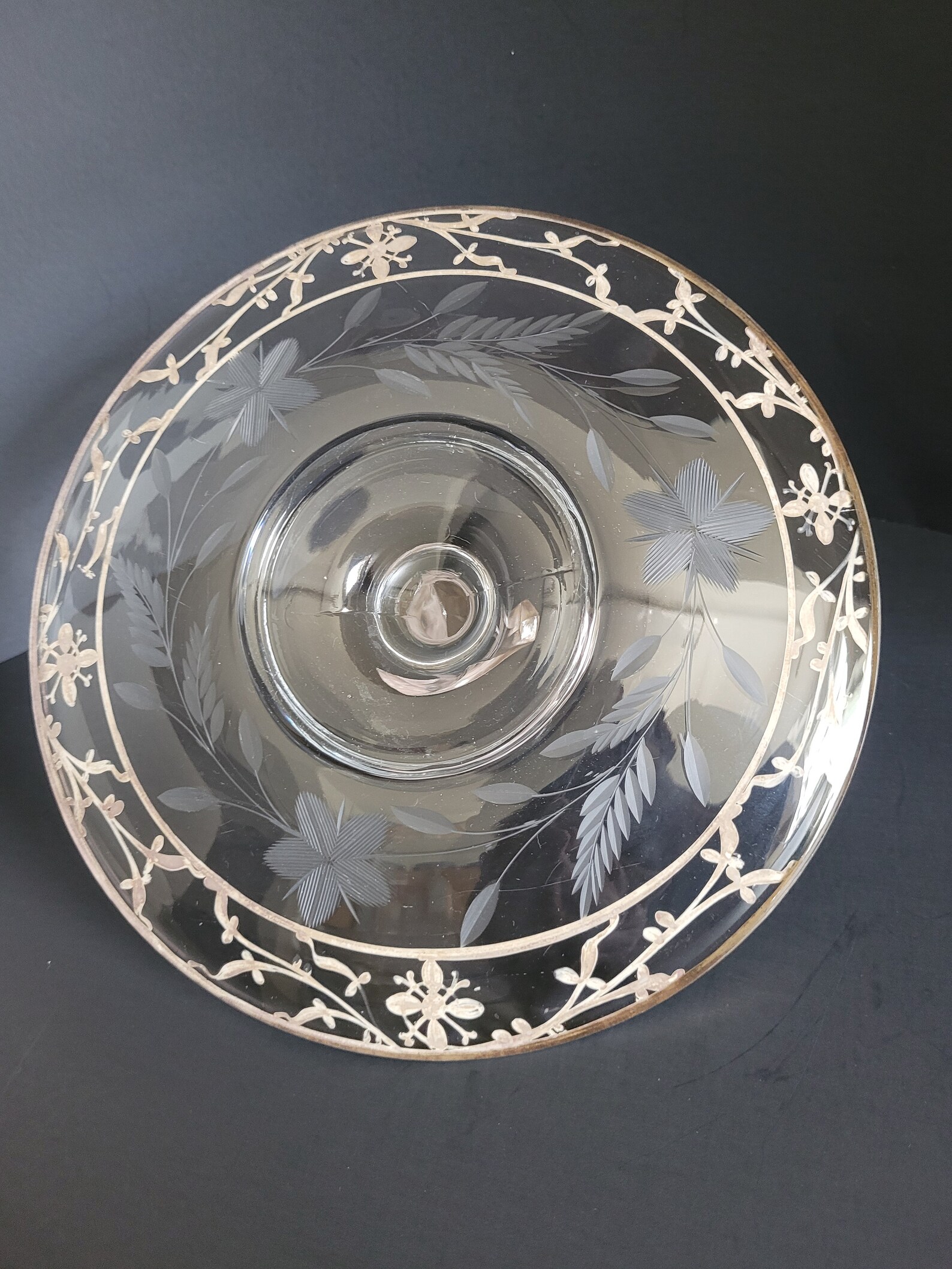 Vintage Silver on Etched Glass Appetizer Serving Dish Elegant - Etsy