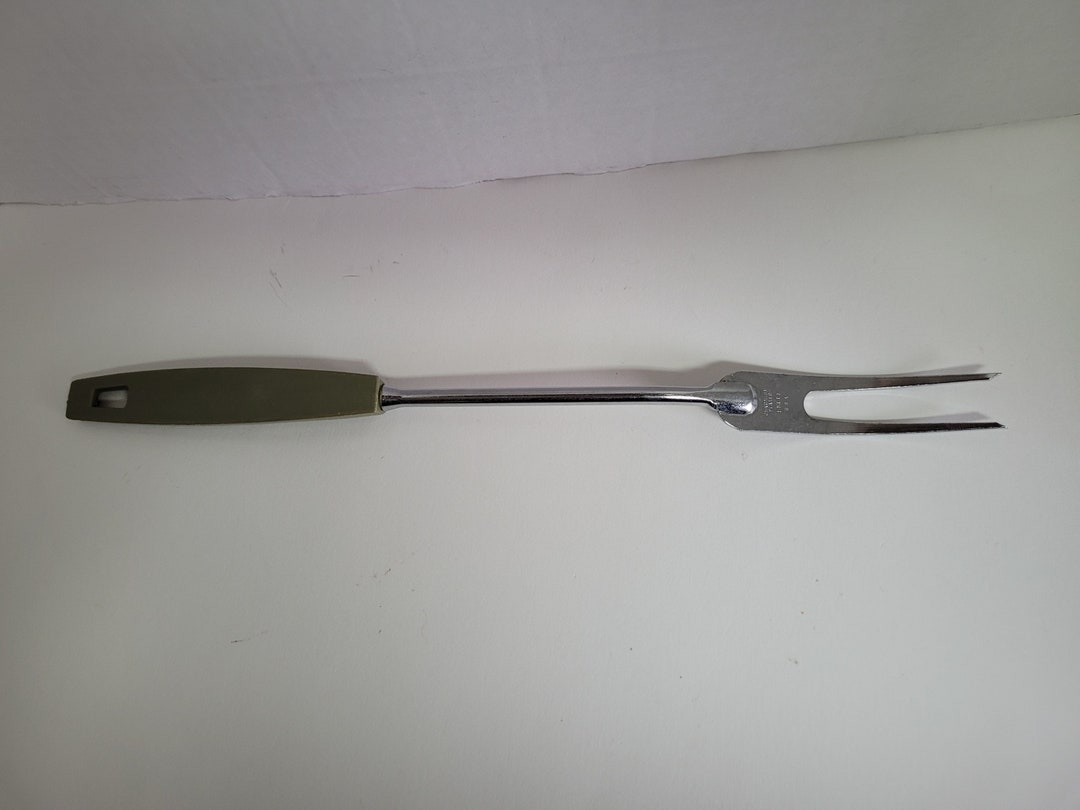 Vintage Avocado Green Plastic Handle Ecko Fork Chrome Plated Meat ...