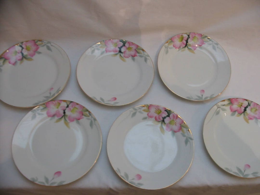 Set of 6 Noritake Azalea Bread and Butter Plates 6 1/2" Plates Green ...