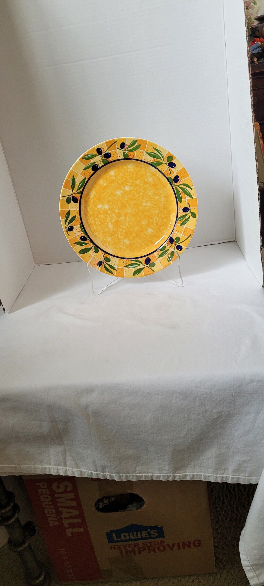 La Primula 10 1/8 Inch Ceramic Plate Orange Color With Olive Motif - Etsy