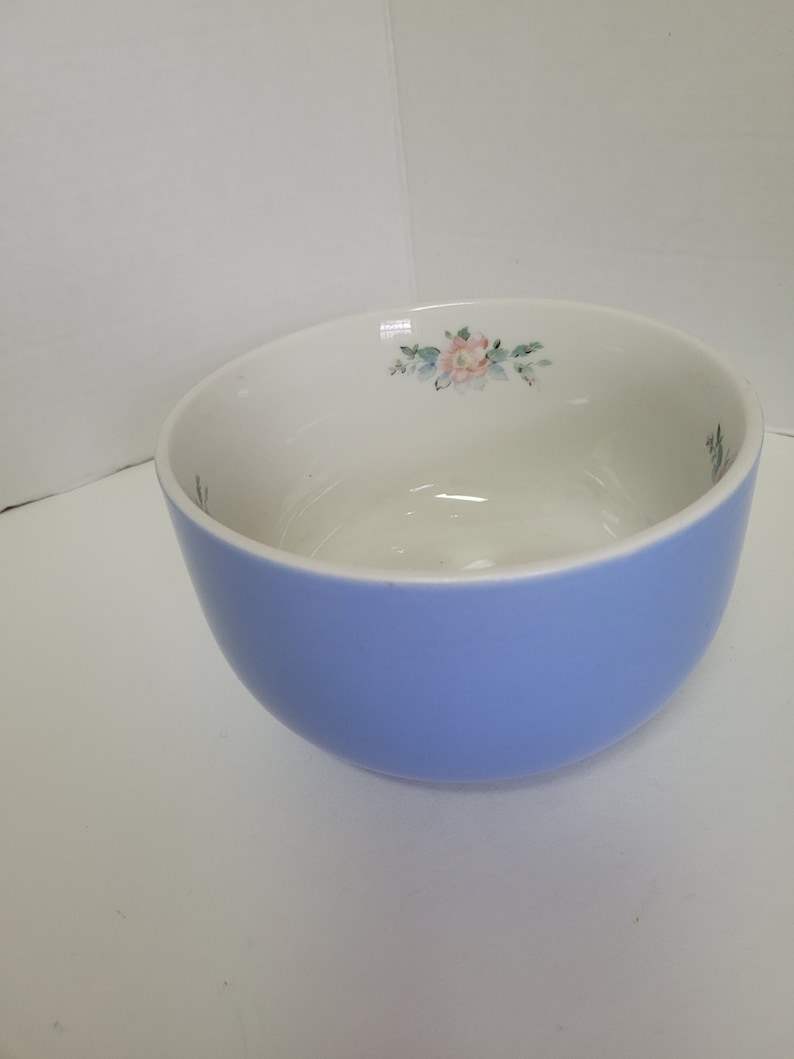 Hall China Rose Parade 6 1/8 Inch Small Bowl 1259 Blue With Pink Roses ...
