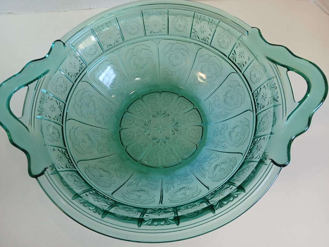 Doric and Pansy 9 Inch Bowl With Handles Ultramarine Depression Glass ...