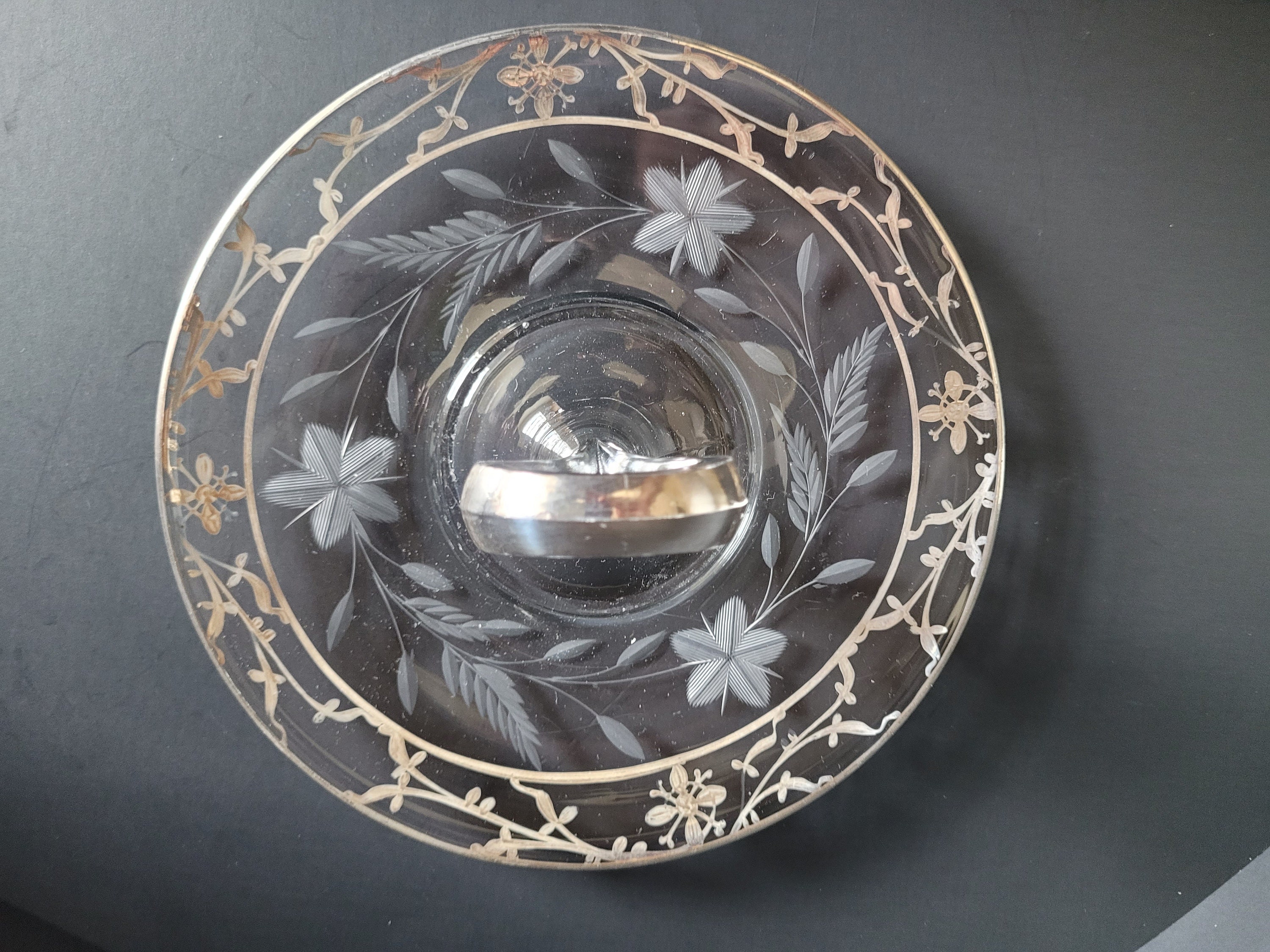 Vintage Silver on Etched Glass Appetizer Serving Dish Elegant - Etsy