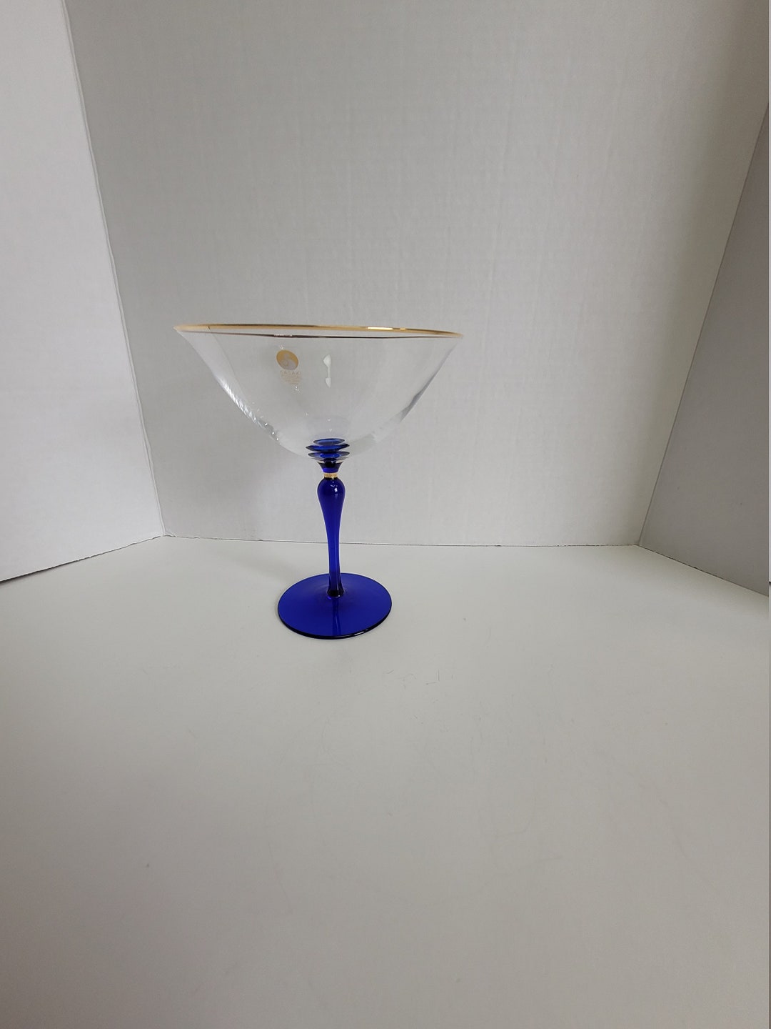 Sasaki Lead Crystal Martini Glass Cobalt Blue Stem Clear Bowl - Etsy
