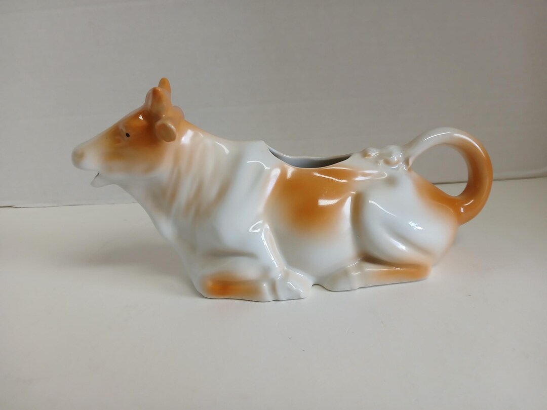 Porcelain Seated Cow Creamer Brown White 1391 Bavaria - Etsy