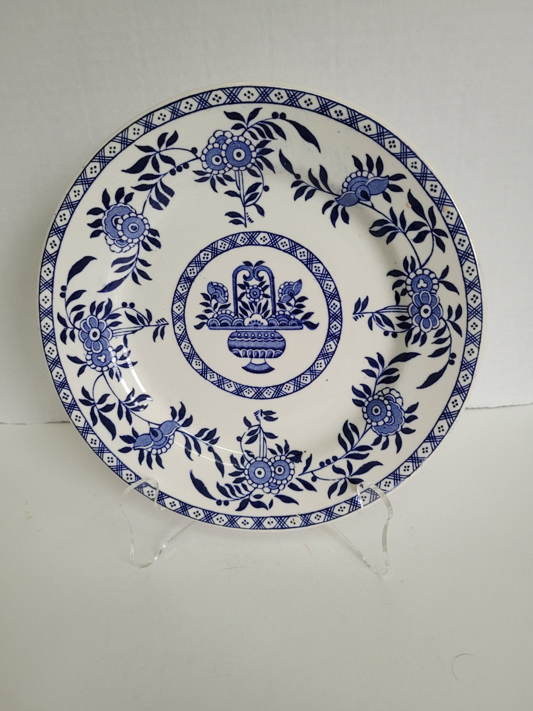 Nathan Strauss Duparquet Globe Pottery Co. England Blue and White Plate ...