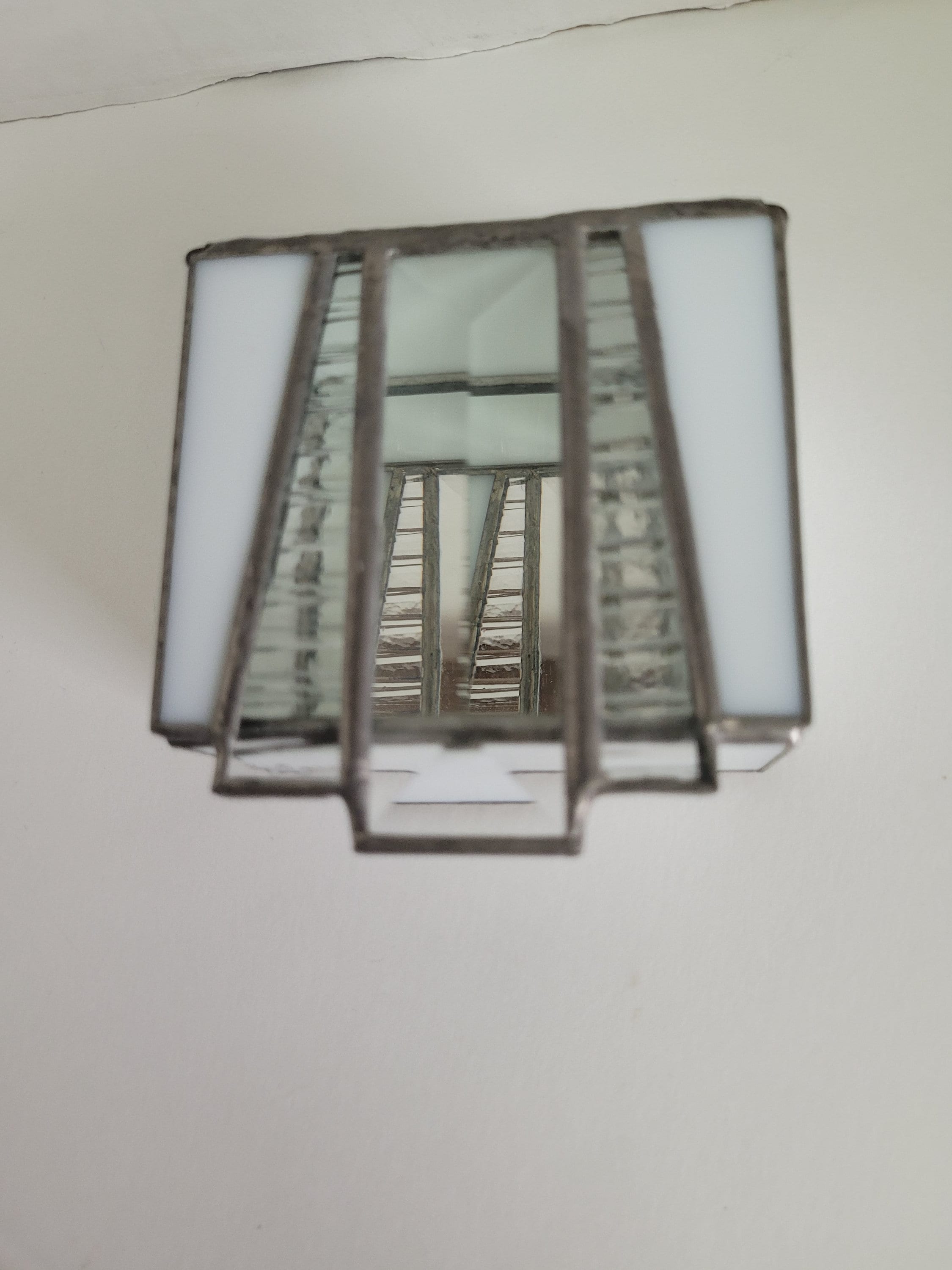 Small Art Deco Style Stained Glass Box Trinket Jewelry Box White and ...