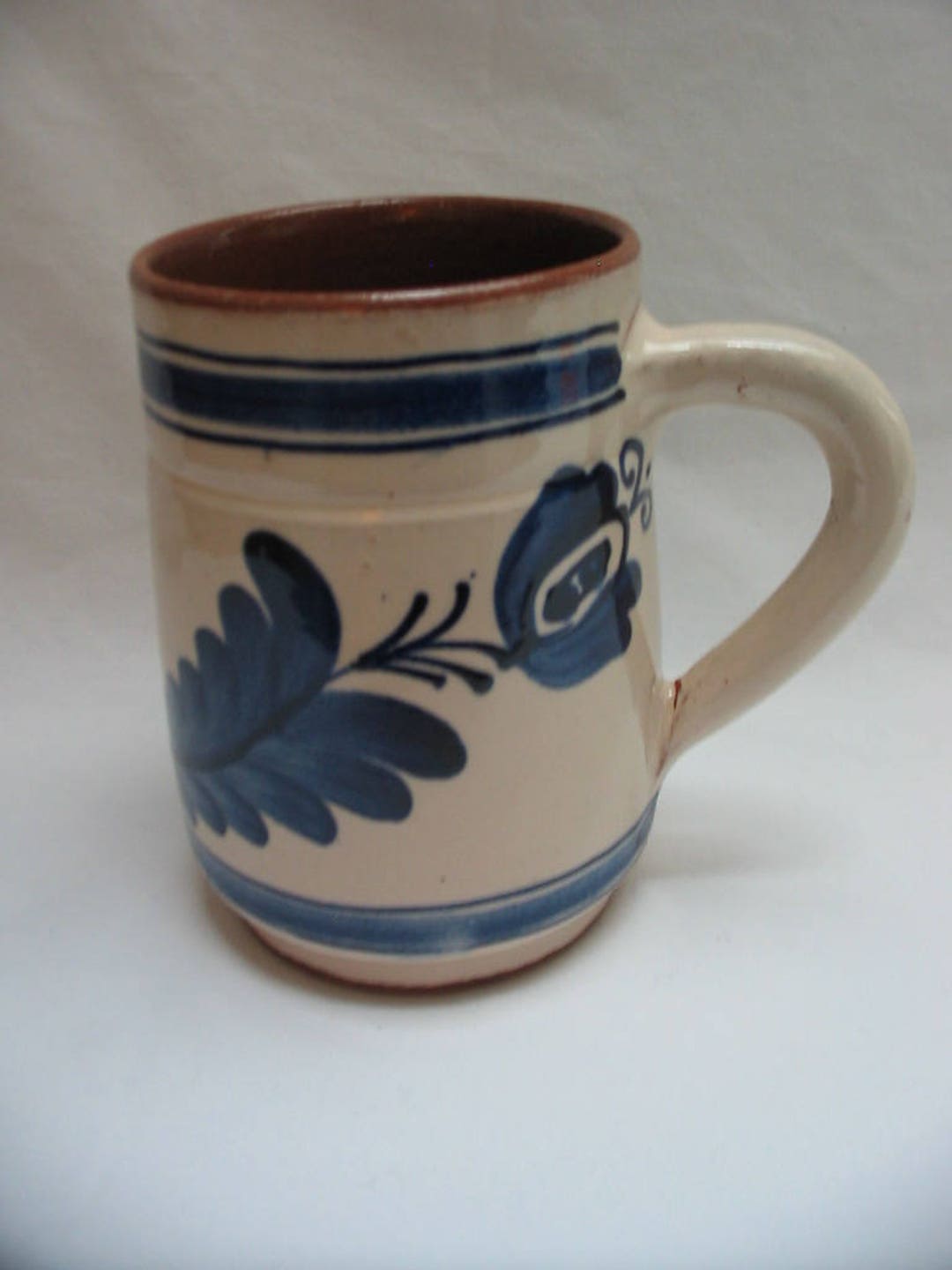 Handled Romanian Korund Corund Pottery Stein Mug Blue and White - Etsy
