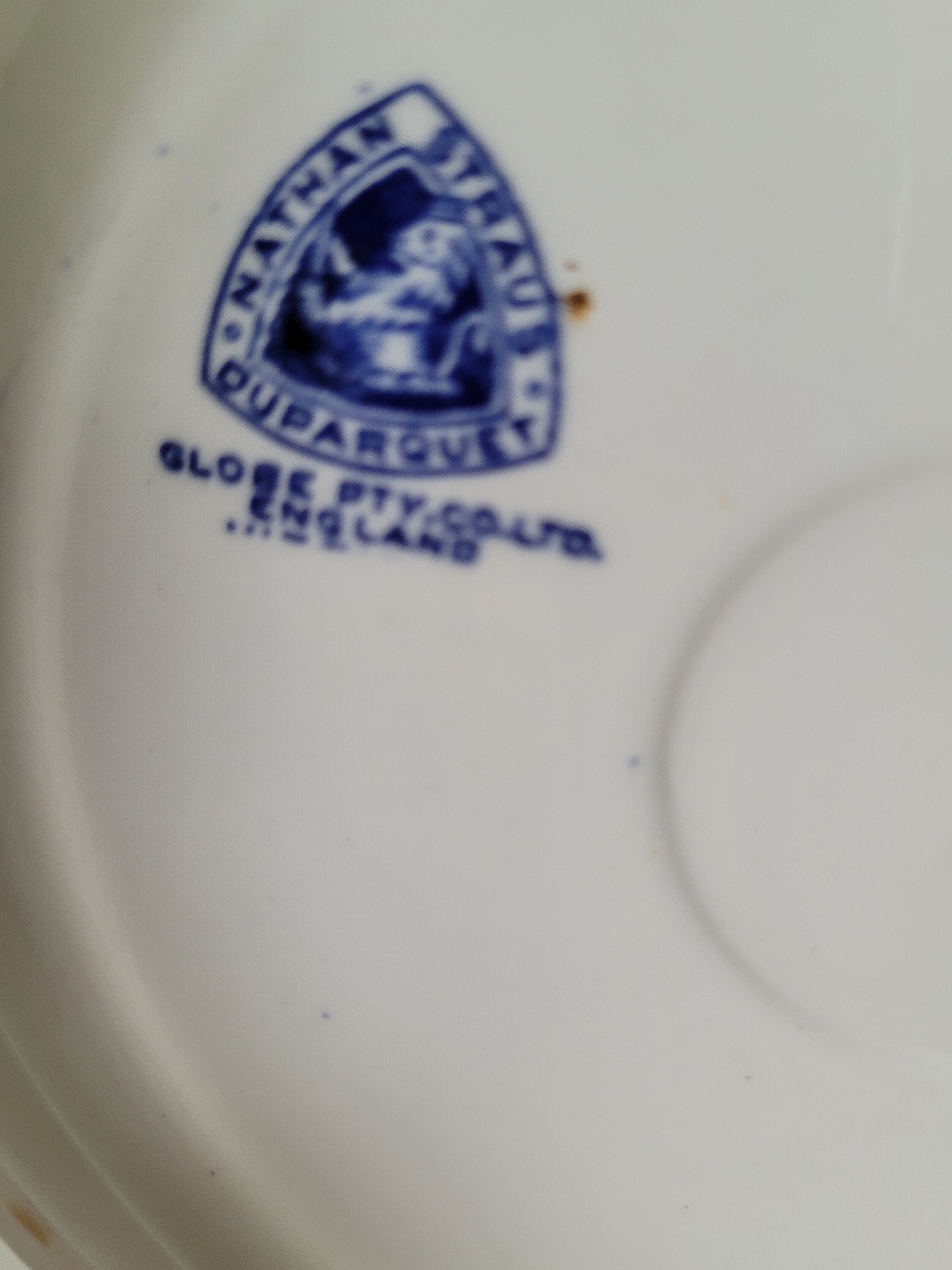 Nathan Strauss Duparquet Globe Pottery Co. England Blue and White Plate ...