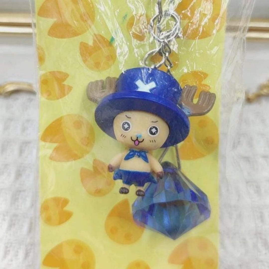 One Piece Monkey D. Luffy Figure Blue Crystal Color Stone Charm Strap ...